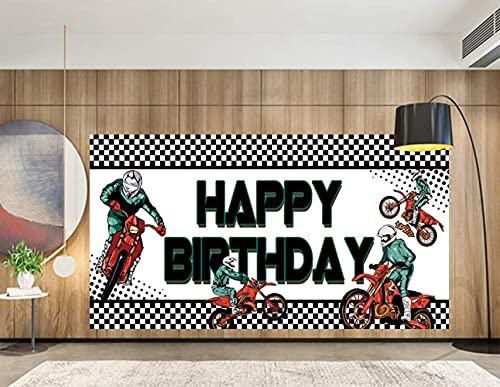 Large Motocross Happy Birthday Banner | Motocross Birthday Party Supplies Decoration | Motocross Birthday Party Backdrop Background - 6.6 x 3.3 FT