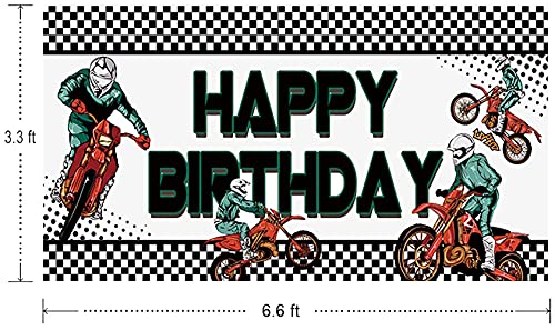 Large Motocross Happy Birthday Banner | Motocross Birthday Party Supplies Decoration | Motocross Birthday Party Backdrop Background - 6.6 x 3.3 FT