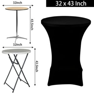 JALANCY 6 Pack Cocktail Spandex Tablecloth 32"x43" Black Stretch Square Corners Cocktail Table Cover, Cocktail Table Cloth Fitted High Top Round Table for Bar Wedding Birthday Party Banquet (Black)