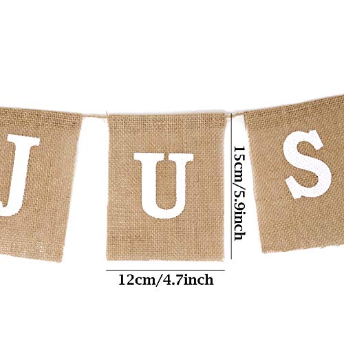 Honbay Just Married Bunting Banner Vintage Burlap Banner for Wedding, Bridal Shower, Bachelorette Party, Photo Props,etc