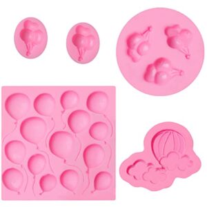 Balloon Chocolate Mold Silicone, 4 Packs Hot Air Balloon Fondant Mould for Birthday Party Cake Decoration, Cupcake Toppers, for Baby Shower Party Candy