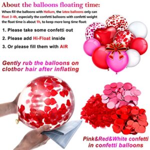 145 Pieces Valentine's Day Balloon Garland Arch Kit Include Red Pink White Latex Balloons, Heart Mylar Balloons, Confetti Balloons, Tie Tools, Strip Tapes for Valentine's Day Wedding Engagement Party Supplies