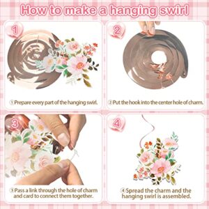 YOOOOXV Flower Birthday Party Decoration, Flower Butterfly Hanging Swirl For Party, Event, Rose Pink Hanging Streamers 13pcs (Hanging Swirl)