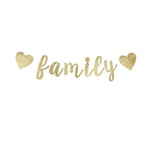 family banner, gold gliter paper sign for family party, new house moving party decors