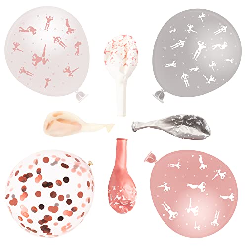 WATINC 36Pcs Bachelorette Party Balloons Decorations, White Silver Rose Gold Sequin Confetti Latex Balloon, Naughty Men Dancer Bridal Shower Engagement Girls Night Hen Party Gifts Supplies (12 Inch)