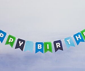 Premium Layered Felt Happy Birthday Banner Bunting Laser Cut 60 inches wide - Blues