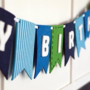 Premium Layered Felt Happy Birthday Banner Bunting Laser Cut 60 inches wide - Blues