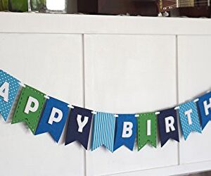 Premium Layered Felt Happy Birthday Banner Bunting Laser Cut 60 inches wide - Blues