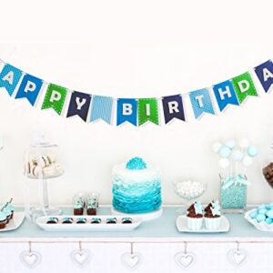 Premium Layered Felt Happy Birthday Banner Bunting Laser Cut 60 inches wide - Blues