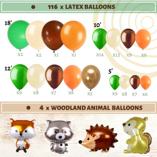 156 pc Woodland Baby Shower Decorations for Boy Kit - Includes Woodland Balloon Arch with Baby Boxes with Letters for Baby Shower, Oh Baby Banner, Animal Balloons, Woodland Creatures Cutouts, Leaf Vines, Table Signs and More - Ideal for Woodland Theme Bab