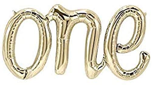 GUGELIVES Hanging Foils Script Balloon “ONE” Word - 30” Classic Gold Air Balloons - Set of 1 Balloon - Perfect for Baby Shower, Happy Birthday or Any Party Decorations