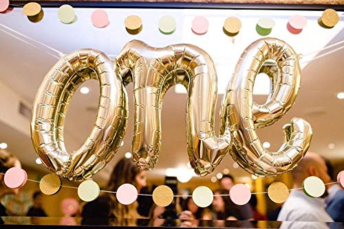 GUGELIVES Hanging Foils Script Balloon “ONE” Word - 30” Classic Gold Air Balloons - Set of 1 Balloon - Perfect for Baby Shower, Happy Birthday or Any Party Decorations