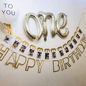 GUGELIVES Hanging Foils Script Balloon “ONE” Word - 30” Classic Gold Air Balloons - Set of 1 Balloon - Perfect for Baby Shower, Happy Birthday or Any Party Decorations