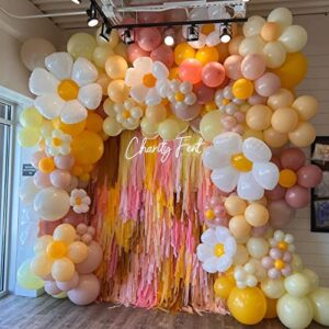 Daisy Balloon Garland Arch Kit-131Pcs Sunflower Pastel Orange and Yellow Balloons for Boho Two Groovy Party Decoration Daisy Theme Wedding Birthday Party Baby Shower