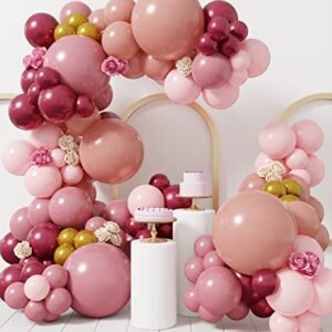 SUWEN 139PCS DIY Dusty Pink Balloon Garland Arch Kit Rosewood Dusty Rose Latex Balloon Decorations for Retro Wedding Bridal Engagement Baby Shower Anniversary Birthday Party Decor