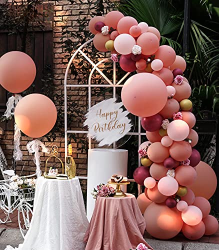 SUWEN 139PCS DIY Dusty Pink Balloon Garland Arch Kit Rosewood Dusty Rose Latex Balloon Decorations for Retro Wedding Bridal Engagement Baby Shower Anniversary Birthday Party Decor