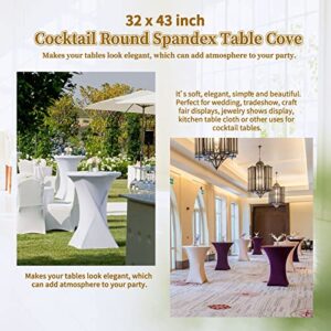 5 Pack Cocktail Spandex Stretch Square Corners Tablecloth 32 x 43 Inch, White Stretch Cocktail Table Cover Fitted High Top Tables, Cocktail Table Covers for Bar Wedding Birthday Banquet Party