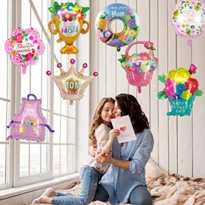 Happy Mother's Day Foil Balloons Party Decorations - Worlds Greatest Mom Best Mom Ever Spanish Feliz Dia Mama Balloons for Mother's Day Party Birthday Decorations Supplies