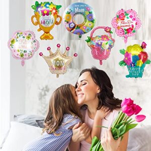 Happy Mother's Day Foil Balloons Party Decorations - Worlds Greatest Mom Best Mom Ever Spanish Feliz Dia Mama Balloons for Mother's Day Party Birthday Decorations Supplies