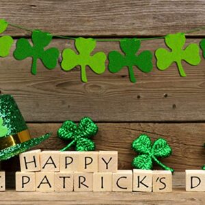 ONTODEX St. Patrick 's Day Garland Decorations, 2 Pre-Strung Felt Shamrock Clover Garland Banners & 18 St. Patrick 's Day Shamrock Assorted Cutouts, Perfect Irish Party Supplies