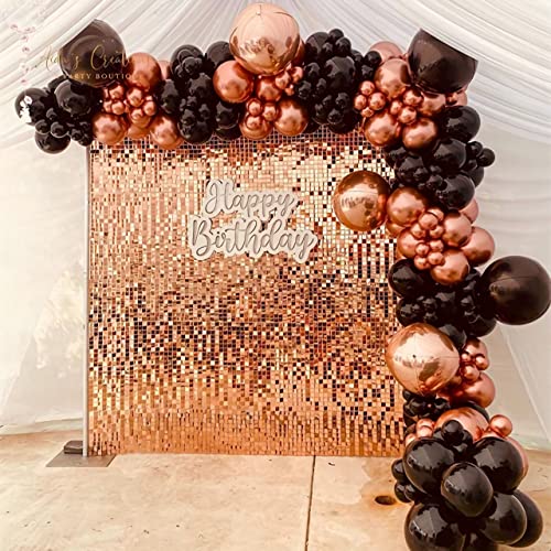 136Pcs Rose Gold Balloon Arch Garland Kit, Black and Rose Gold Balloons with 22Inch 4D Foil Balloons for Women Girls Party Birthday Wedding Bridal Shower Bachelorette Engagement Anniversary Graduations Retirement New Year Party Supplies Backdrop Decoratio