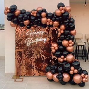 136Pcs Rose Gold Balloon Arch Garland Kit, Black and Rose Gold Balloons with 22Inch 4D Foil Balloons for Women Girls Party Birthday Wedding Bridal Shower Bachelorette Engagement Anniversary Graduations Retirement New Year Party Supplies Backdrop Decoratio