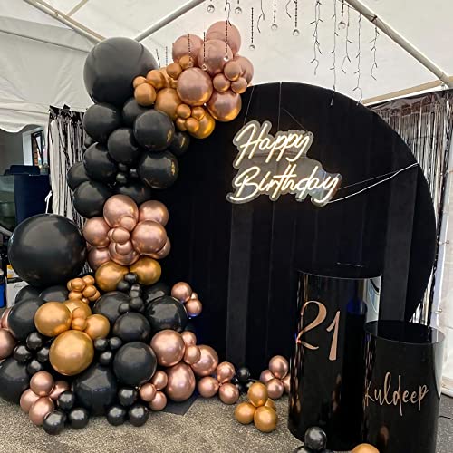 136Pcs Rose Gold Balloon Arch Garland Kit, Black and Rose Gold Balloons with 22Inch 4D Foil Balloons for Women Girls Party Birthday Wedding Bridal Shower Bachelorette Engagement Anniversary Graduations Retirement New Year Party Supplies Backdrop Decoratio