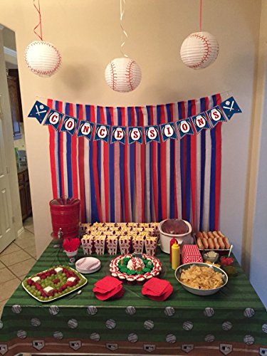 Baseball CONCESSIONS Birthday Banner, Baby Shower Sports Themed Pennant Decoration