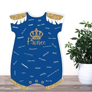 Big Dot of Happiness Royal Prince Charming - Baby Bodysuit Guest Book Sign - Baby Shower Guestbook Alternative - Signature Mat