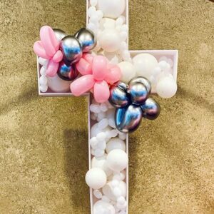 3FT Tall Cross Balloons Mosaic DIY Pre Cut Frame First Holy Communion Celebration Decorations