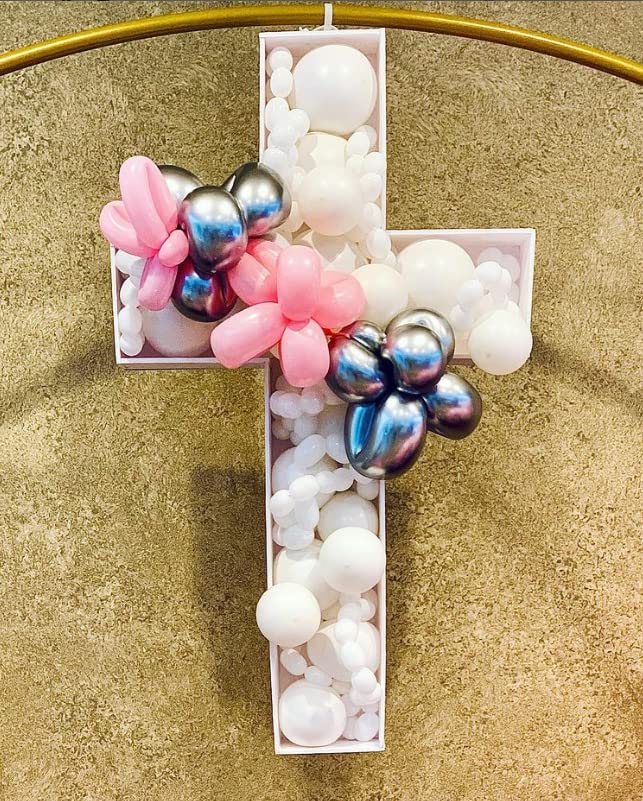 3FT Tall Cross Balloons Mosaic DIY Pre Cut Frame First Holy Communion Celebration Decorations