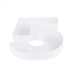 12″ fillable cardboard number shaped gift grazing charcuterie board paper tray box (5, white)