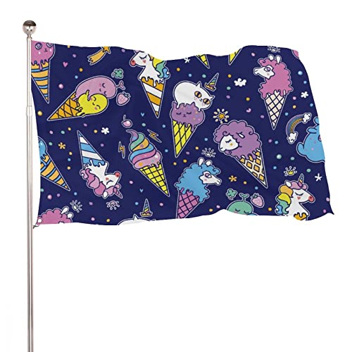 Cute Ice Cream Cones Look Like Animals Flags Decorative Funny Banners for Outside House Dorm Room Parties