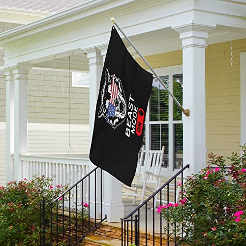 Beast Mode on US Wolf Flags Decorative Funny Banners for Outside House Dorm Room Parties