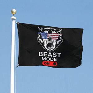 Beast Mode on US Wolf Flags Decorative Funny Banners for Outside House Dorm Room Parties