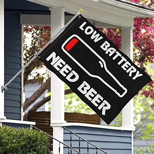 Cute Low Battery Need Beer Flags Decorative Funny Banners for Outside House Dorm Room Parties