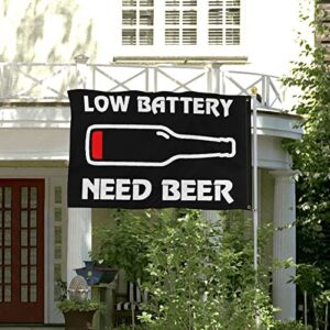 Cute Low Battery Need Beer Flags Decorative Funny Banners for Outside House Dorm Room Parties