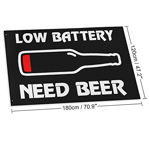 Cute Low Battery Need Beer Flags Decorative Funny Banners for Outside House Dorm Room Parties