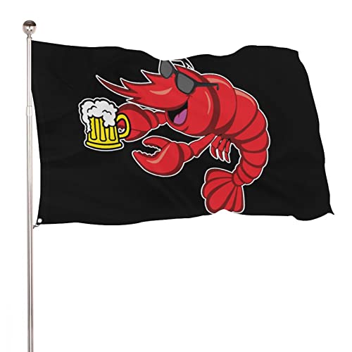 Crawfish Beer Flags Decorative Funny Banners for Outside House Dorm Room Parties