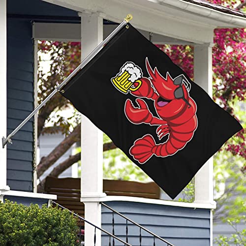 Crawfish Beer Flags Decorative Funny Banners for Outside House Dorm Room Parties