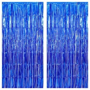 XtraLarge, Blue Foil Fringe Curtain - 8x3.2 Feet, Pack of 2 | Huge Silver 1 Balloon for First Birthday - Pack of 22 | Blue Fringe Curtain, First Birthday Balloons for 1st Birthday Decorations for Boys