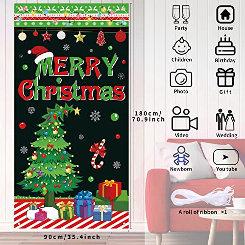 Christmas Door Banner Decorations and Merry Christmas Backdrop