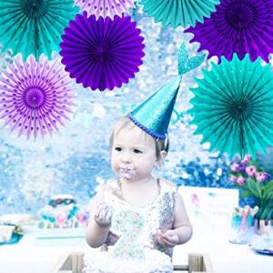 Teal Purple Birthday Decorations Mermaid /Wonderland Frozen Party Decorations/Mermaid Party Decorations /Under The Sea Party Supplies Teal Purple Tissue Paper Fan /Frozen Baby Shower Decorations