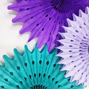 Teal Purple Birthday Decorations Mermaid /Wonderland Frozen Party Decorations/Mermaid Party Decorations /Under The Sea Party Supplies Teal Purple Tissue Paper Fan /Frozen Baby Shower Decorations