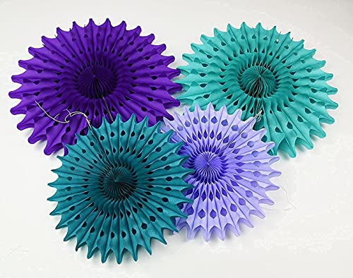 Teal Purple Birthday Decorations Mermaid /Wonderland Frozen Party Decorations/Mermaid Party Decorations /Under The Sea Party Supplies Teal Purple Tissue Paper Fan /Frozen Baby Shower Decorations