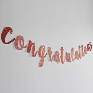 Congratulations Banner-Shimmering Rose Gold Letters & Gold Symbol-Hanging Paper Sign Decorations for Graduation, Achievement Party Celebrations, Happy Wedding, Retirement, Bridal Shower, Baby Shower