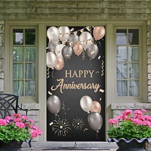 dill-dall happy anniversary door banner, wedding anniversary decorations for door, 5th 10th 20th 30th 40th 50th 60th anniversary door banner photography backgrounds