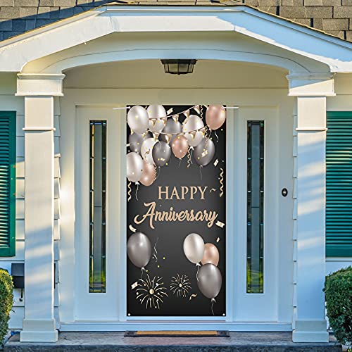 Dill-Dall Happy Anniversary Door Banner, Wedding Anniversary Decorations for Door, 5th 10th 20th 30th 40th 50th 60th Anniversary Door Banner Photography Backgrounds