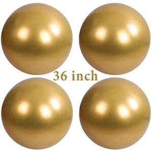 36 inch Gold Metallic Balloons Jumbo Chrome Gold Latex Balloons for Birthday Wedding Party Baby Shower Decoration, 4pcs