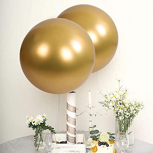 36 inch Gold Metallic Balloons Jumbo Chrome Gold Latex Balloons for Birthday Wedding Party Baby Shower Decoration, 4pcs